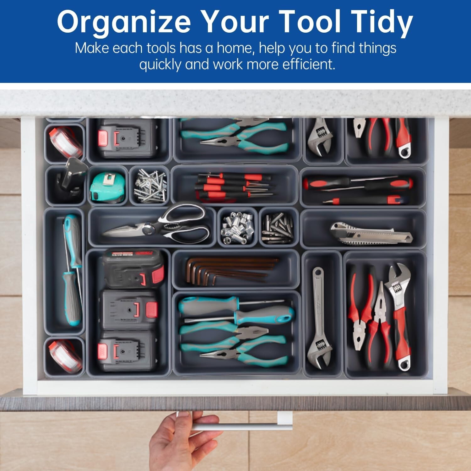 45 Pack Tool Box Organizer Tray Divider, Toolbox Desk Drawer Organizer ...