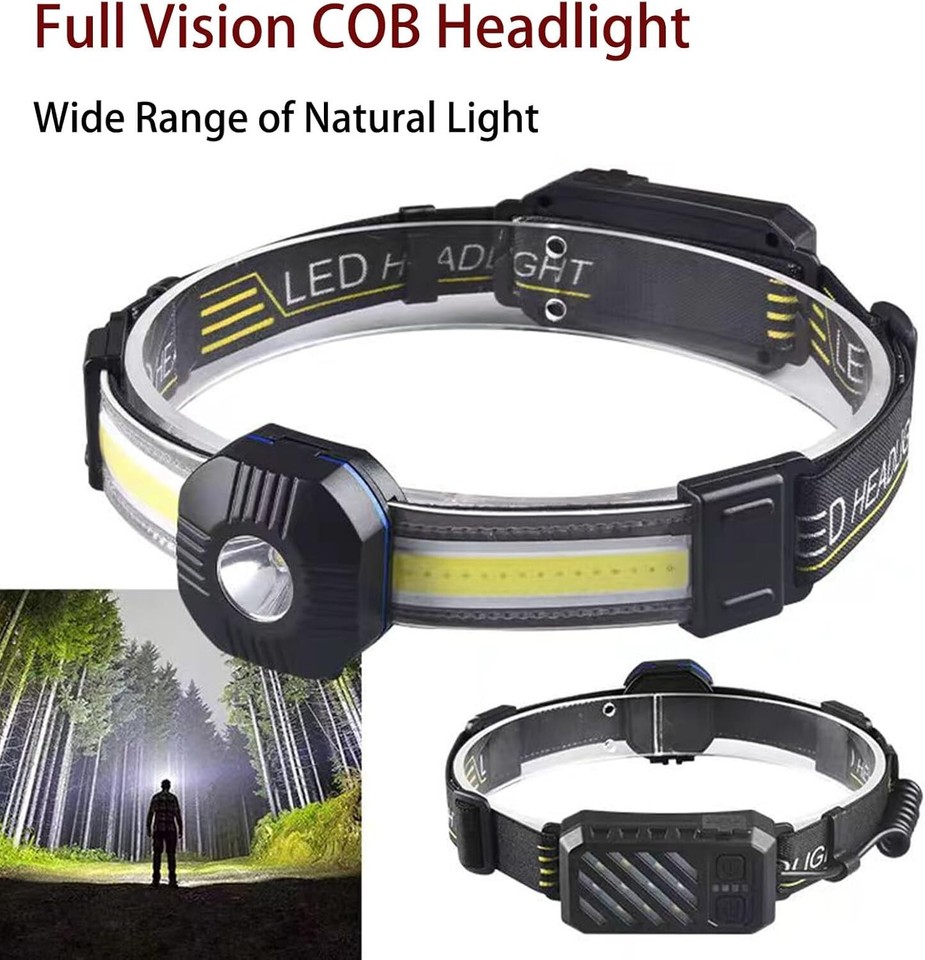Headlamp Front and Back LED Light, Flood Light 450 Lumen, Angle ...