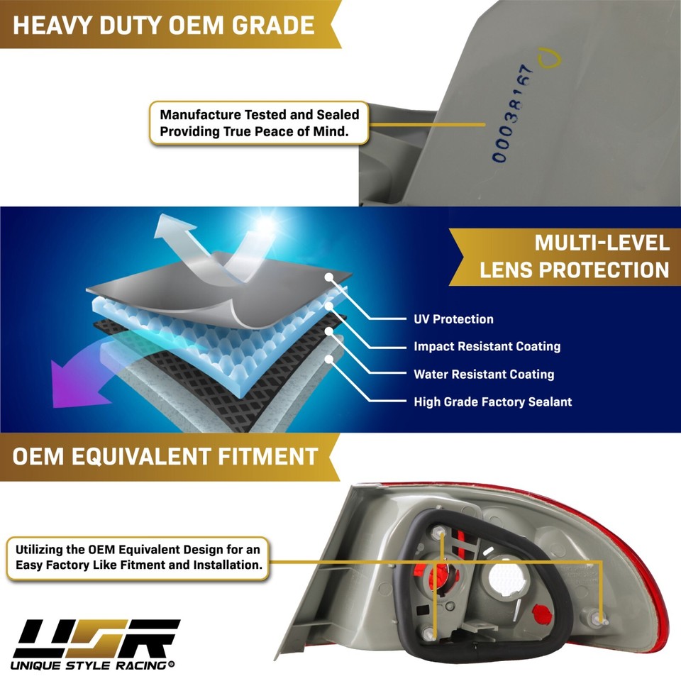 JDM Red / Clear Rear Outer Pair Rear Brake Tail Lights for 98-02 Toyota ...