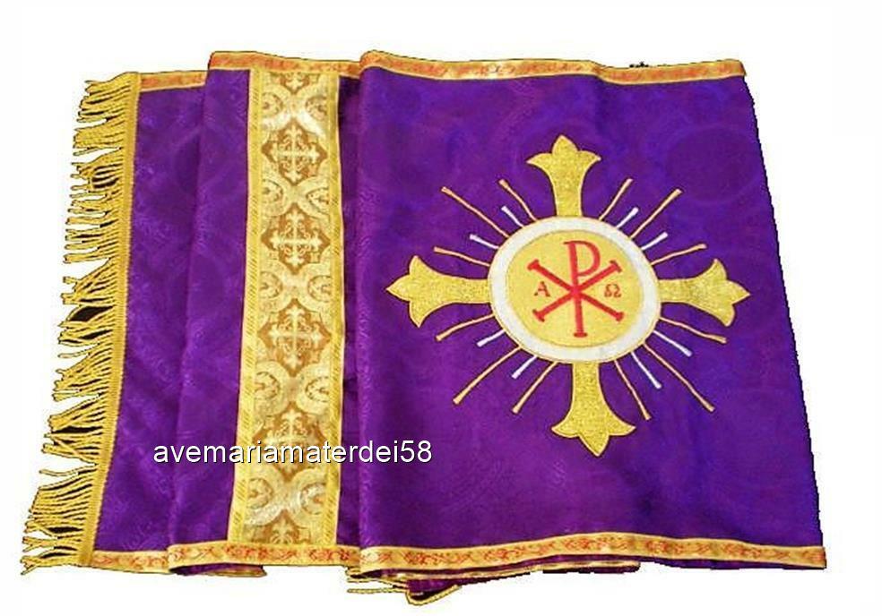 Purple Humeral Veil Chi Rho Lined Pockets Clasps Damask NEW | eBay