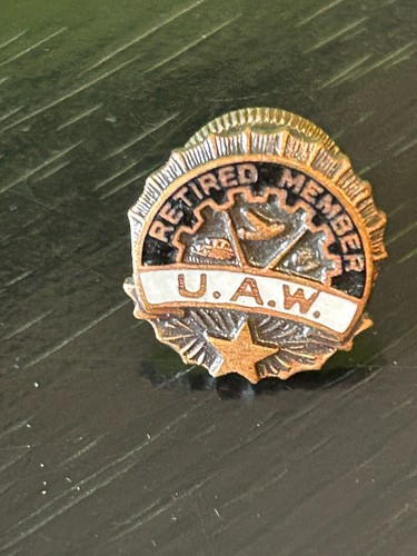 Vintage Collectible UAW Retired Member Metal Pinback Lapel Pin Hat Pin ...