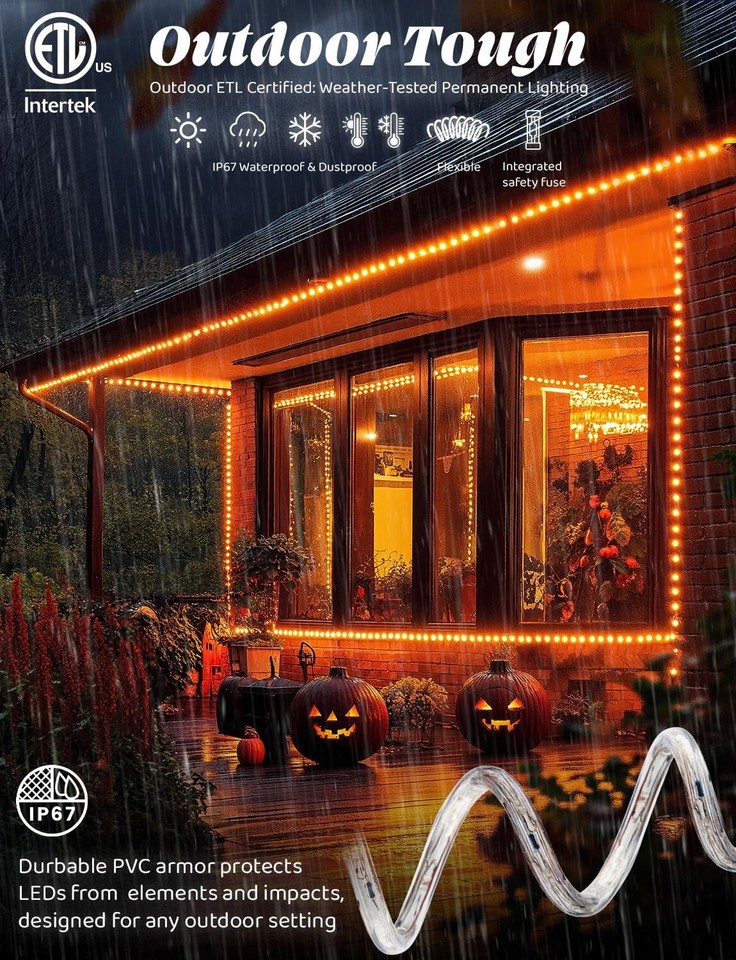 LED Rope Light 10/20/25/50/100/150ft Outdoor Tree Waterproof Holiday ...