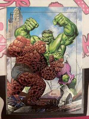 1992 Marvel Masterpieces, Thing vs Hulk Battle, Spectra Etch Foil, 1-D ...