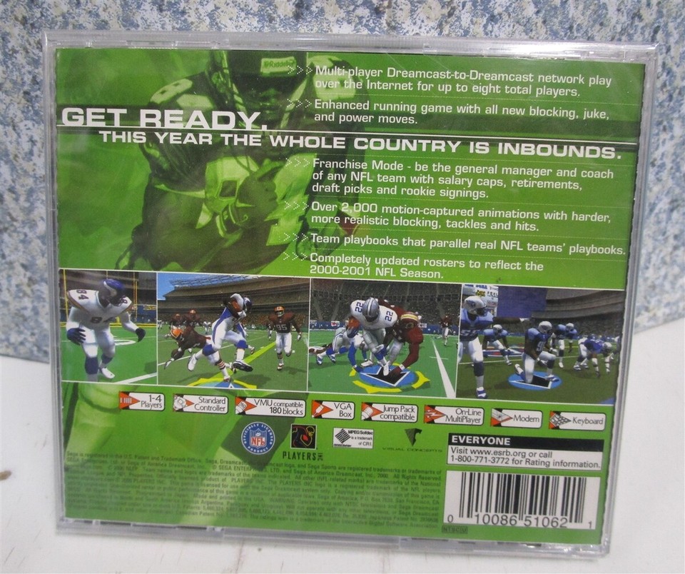 Video Game Sega Dreamcast NFL 2K1 NEW SEALED Jewel 10086510621| eBay