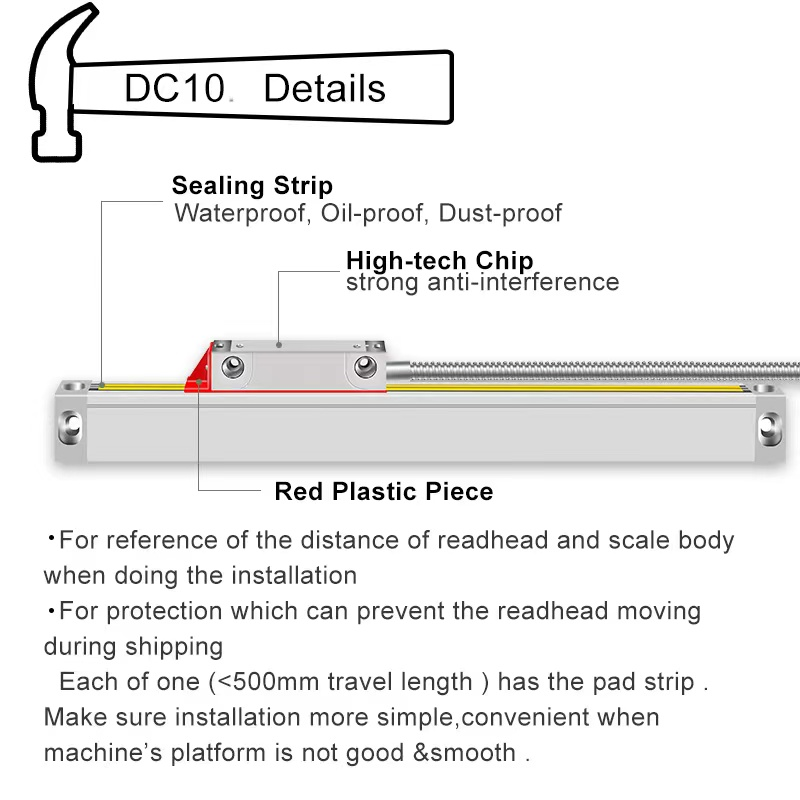 1um 3 Axis Milling CNC Digital Readout DRO Linear Glass Scale ...