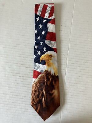 Steven Harris Men's Necktie Tie Polyester Jacquard American Flag Bald ...