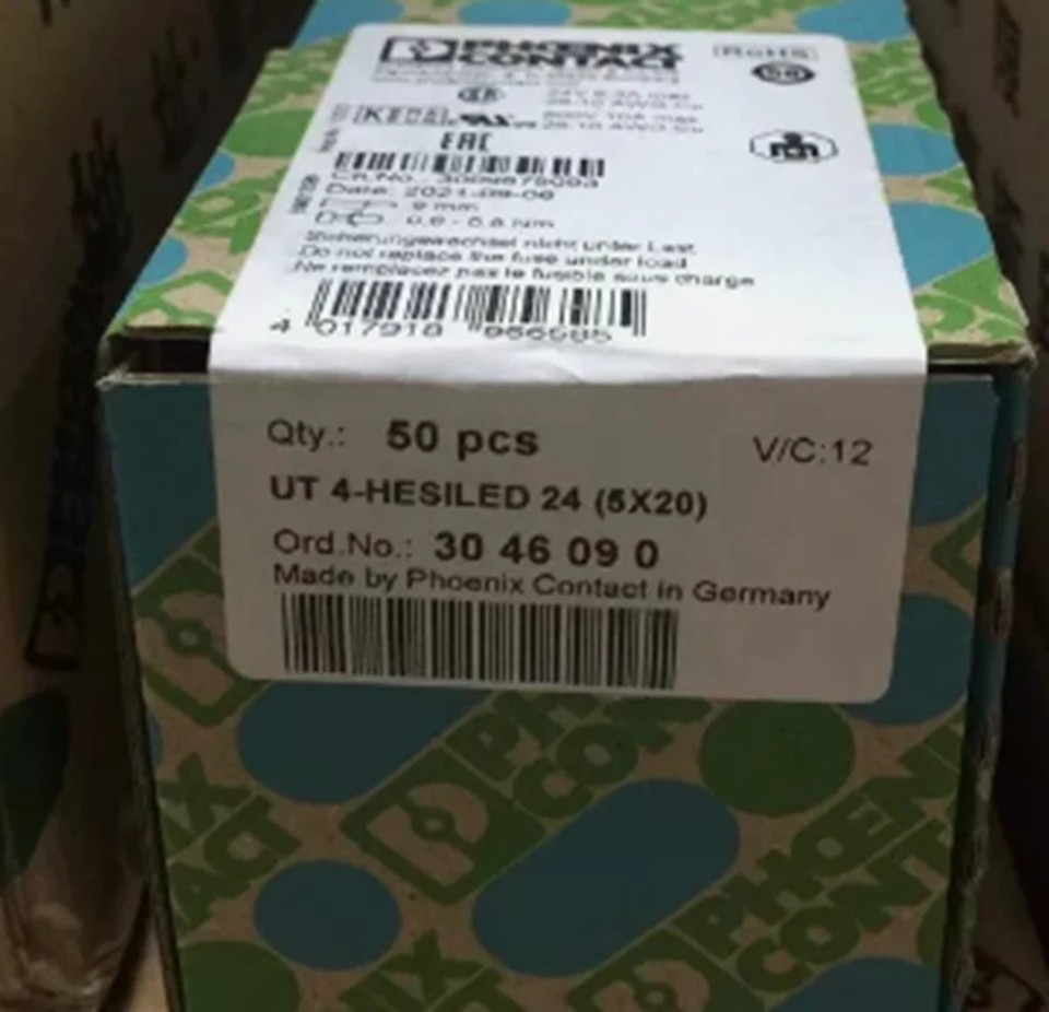 NEW 50 piece Phoenix Contact 3046090 UT 4-HESILED 24 (5X20) fuse ...