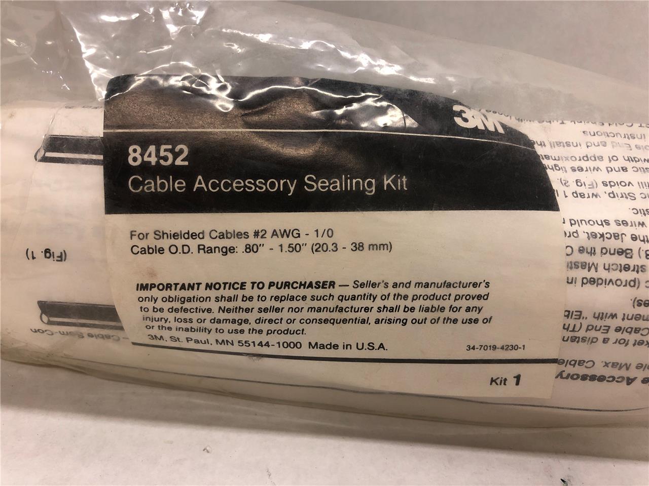 3M 8452 Cable Accessory Sealing Kit For Shielded Cables #2AWG- 1/0 .80 ...