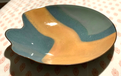 Mid-Century Enamel Over Copper Artist Signed Clam Shell Shaped Bowl | eBay