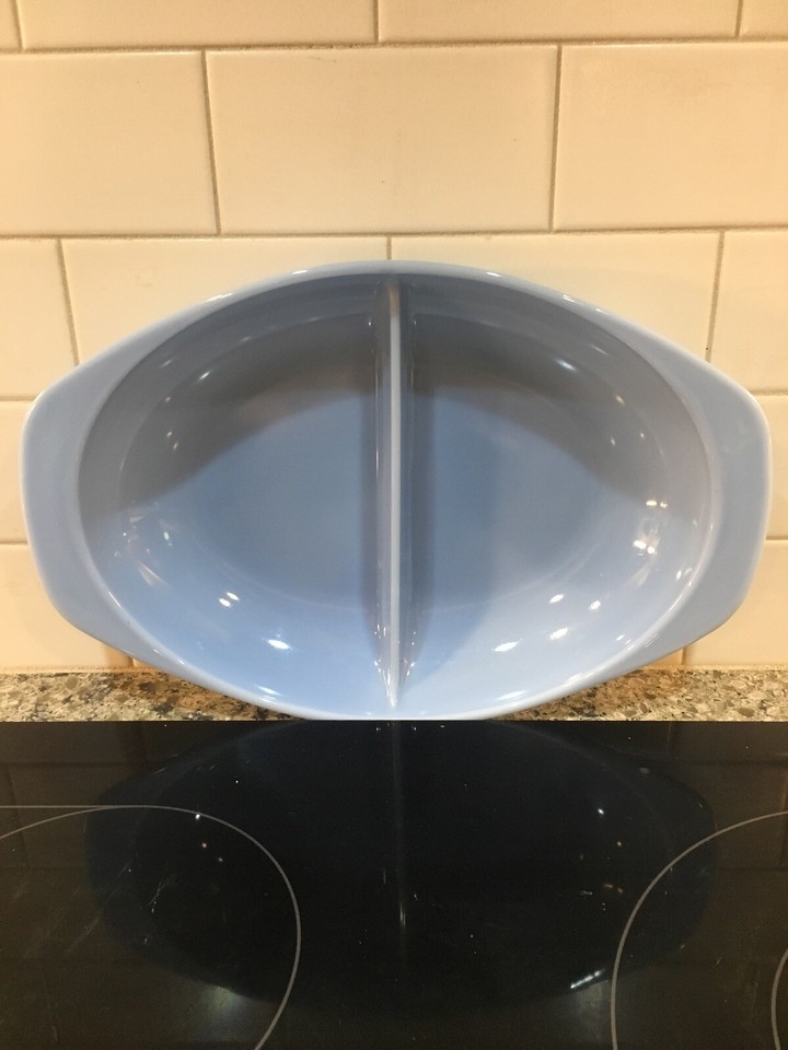 Vintage Pyrex Delphite Blue 1-½ Quart Divided Casserole Serving Dish ...