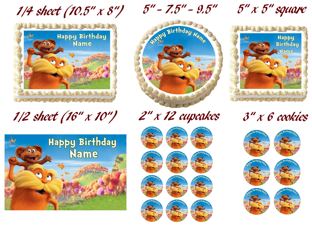 Lorax Clipart Cake Dr. Seuss The Lorax Book Cover Edible Cake Topper