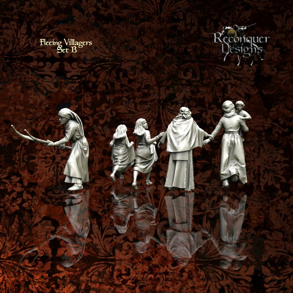 Reconquer Designs Miniatures Medieval Fleeing Villagers B Civilians NPC ...