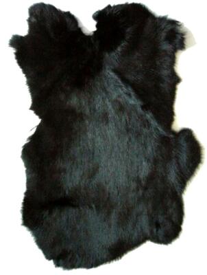 BLACK DYED GENUINE RABBIT SKIN new solf leather hide fur pelt craft ...