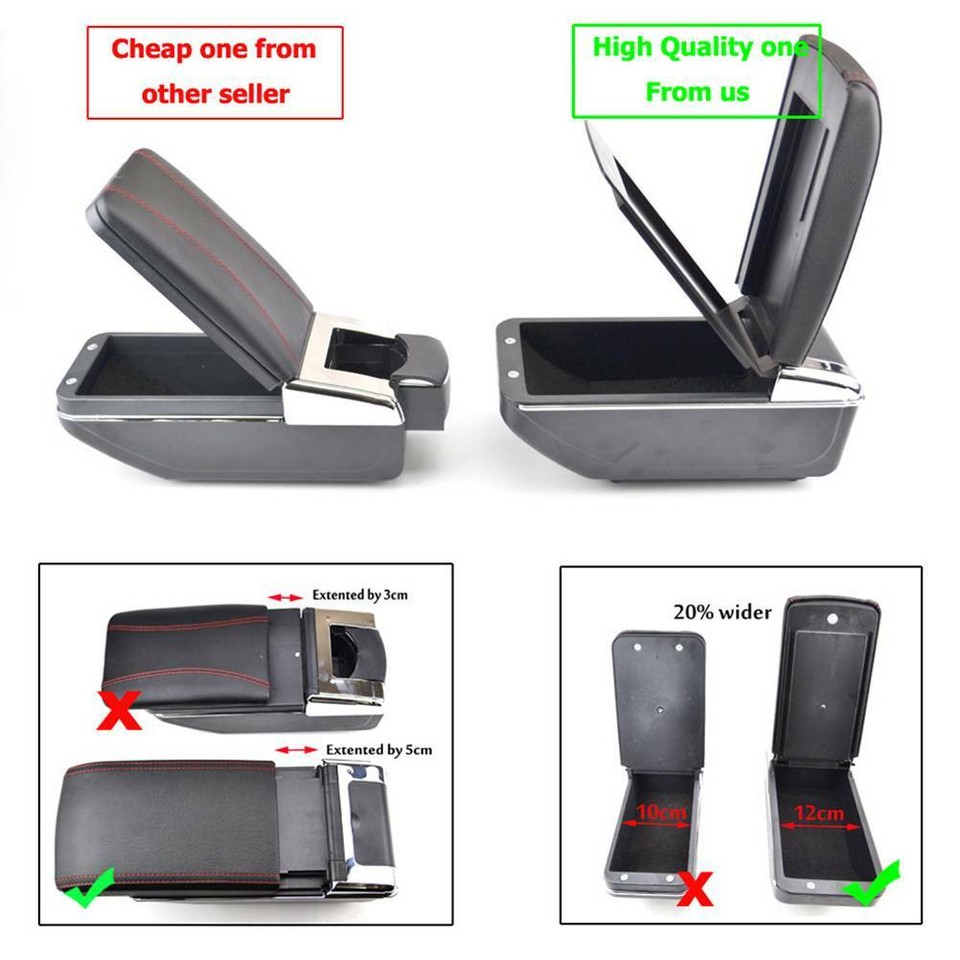 Universal Car Armrest Sliding Duel Center Content Storage Box Arm Rest ...