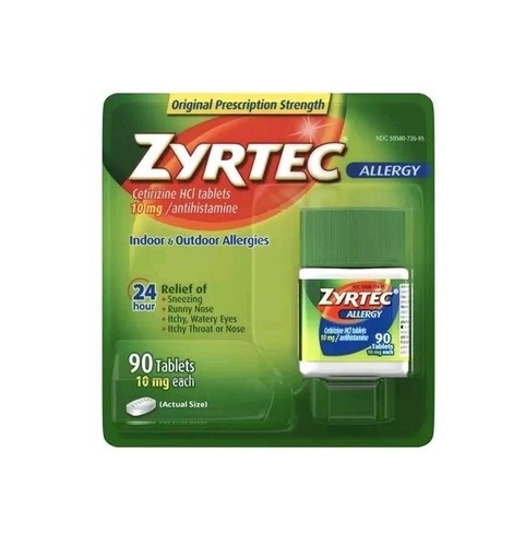 Zyrtec Allergy Relief Tablets - 10mg - 90 Count - Exp. 03/2027 Brand ...