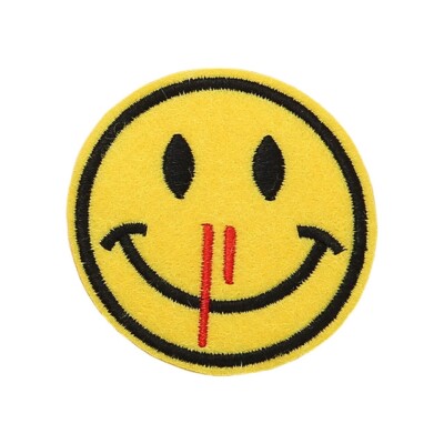 Nose Bleed Smile Face Emoji Iron On Patch/Badge/Applique/Transfer Cute ...