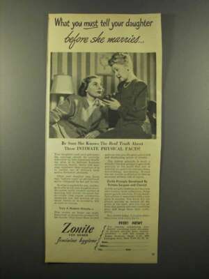 1947 Zonite Feminine Hygiene Ad - Must Tell Daughter | eBay