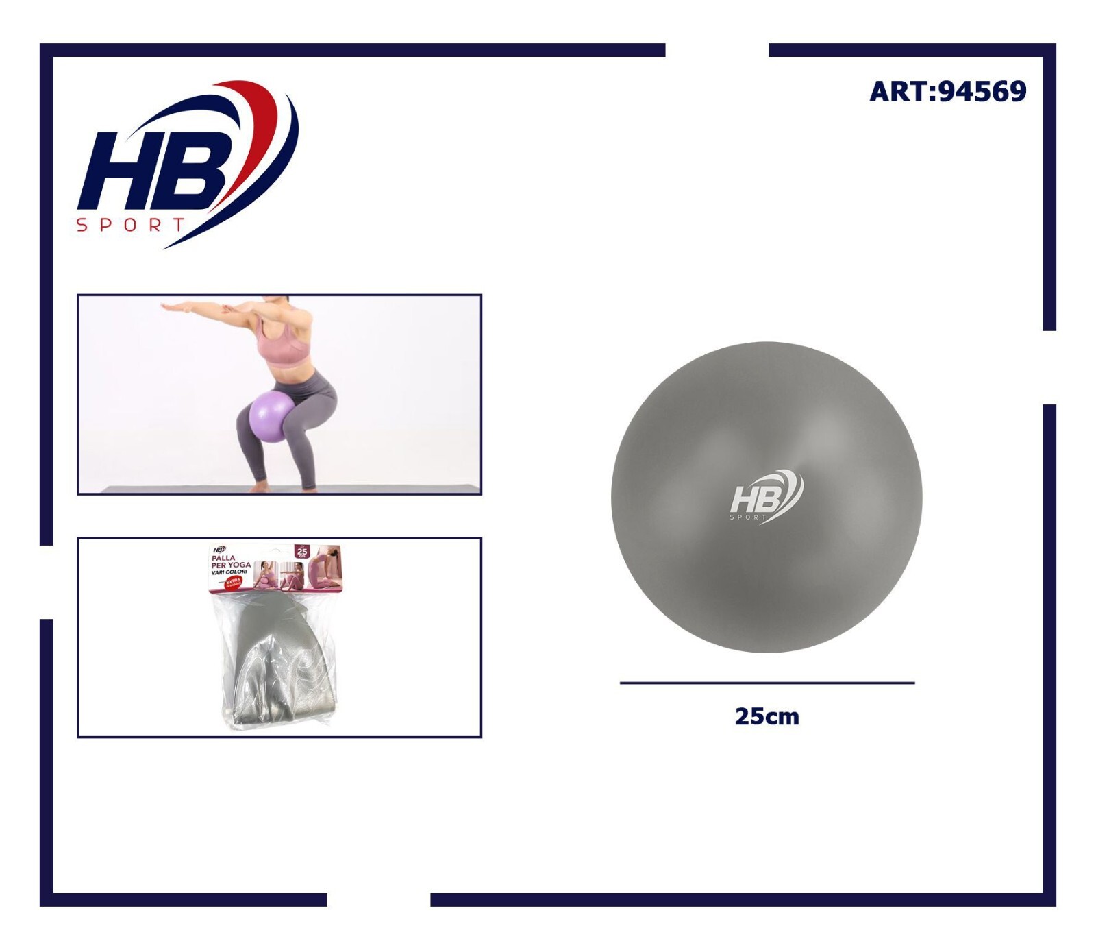 FITBALL MINI PALLA (25CM) YOGA BALL PALESTRA FITNESS PILATES AEROBICA ...