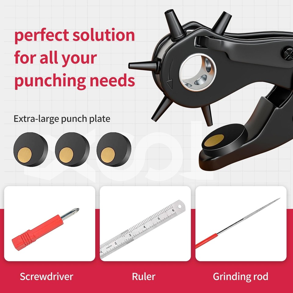 Revolving Punch Plier Kit, XOOL Leather Hole Punch Set for Belts, Watch ...
