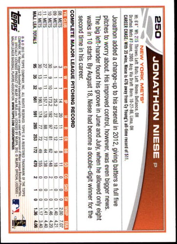 2013 Topps Baseball #250 Jonathon Niese | eBay