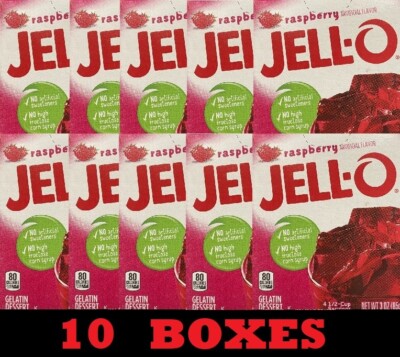 10x Jello Raspberry Gelatin Dessert 3 oz Box Jell-O - 10 BOXES PACKS ...