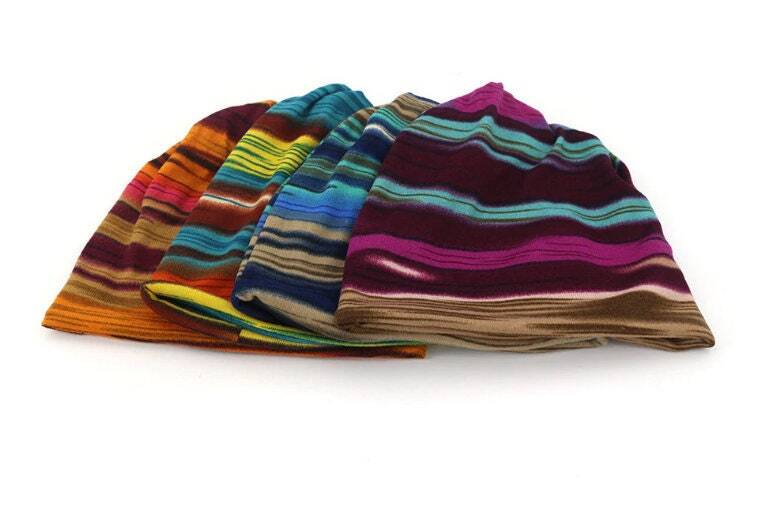 Beanie Hat Headwear Stripe Cap Stretch Super Soft Cotton Feel Hat | eBay UK
