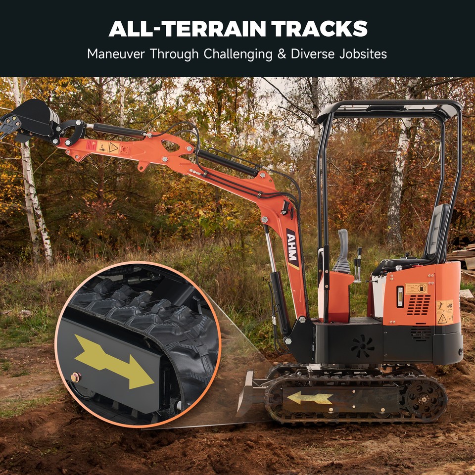 1 Ton Mini Crawler Excavator with 6 Attachments for Backyard Farm ...