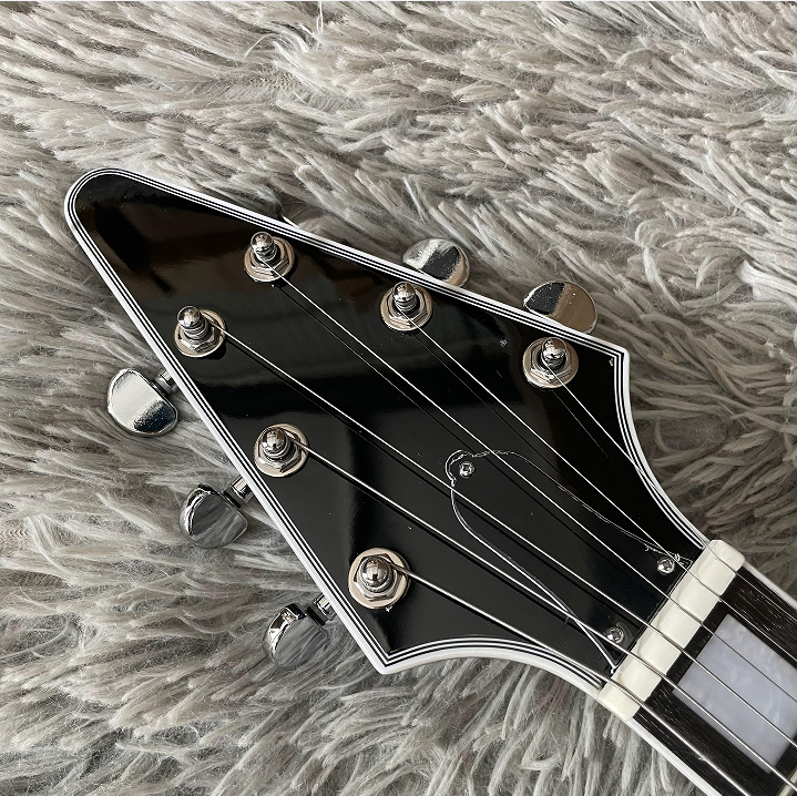 Flying V Electric Guitar Silver Burst Bone Nut Strings Thru Body Free ...