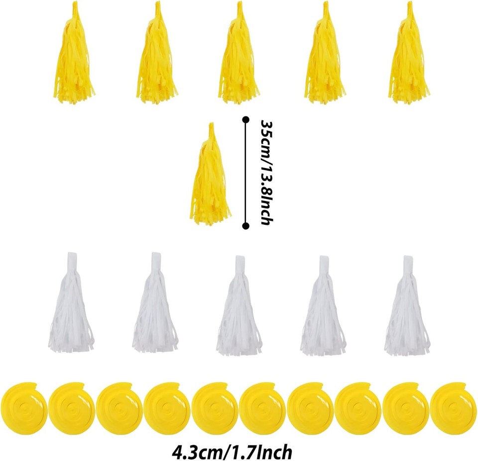 Party Decorations, 41 Pcs Yellow Papar Fans Pompoms Garlands String ...