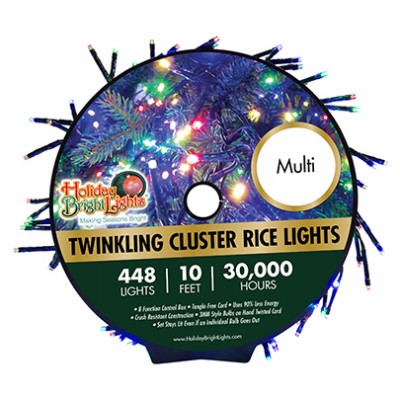 LED Twinkling Cluster Rice Light Set, Multi, 448-Ct., 10-Ft. LED ...