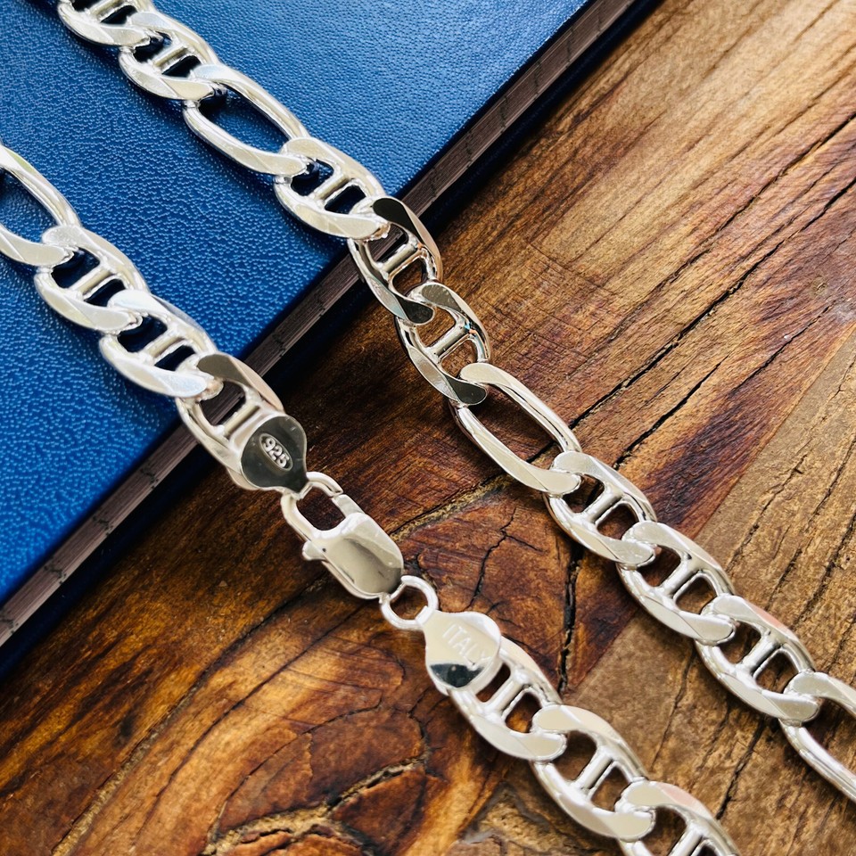 Real Solid 925 Sterling Silver Figarucci Mens Boys Chain Bracelet or ...