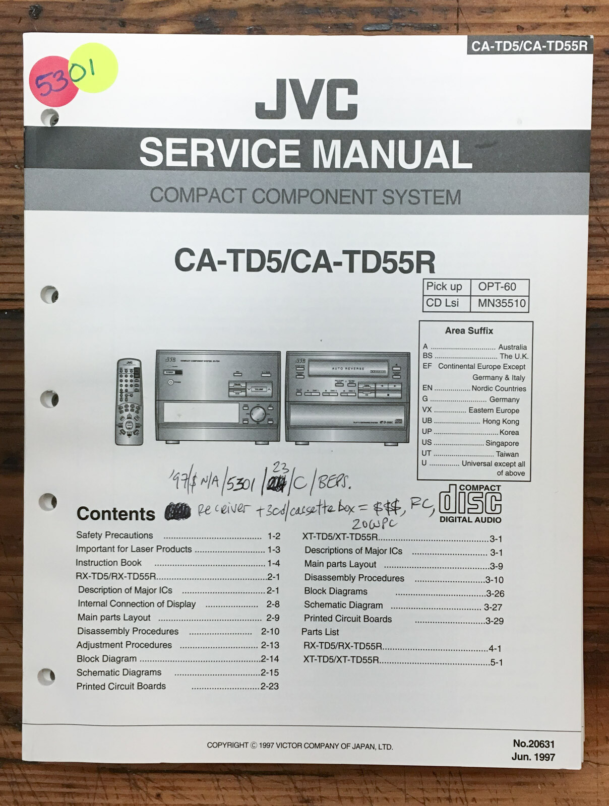JVC CA-TD5 CA-TD55R Stereo Service Manual *Original* | eBay
