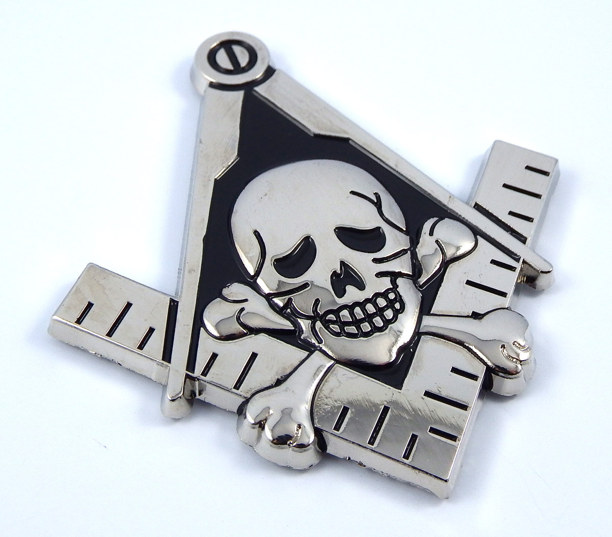 Mason Masonic auto emblem with skull Chrome black 3" Metal car 3D decal ...