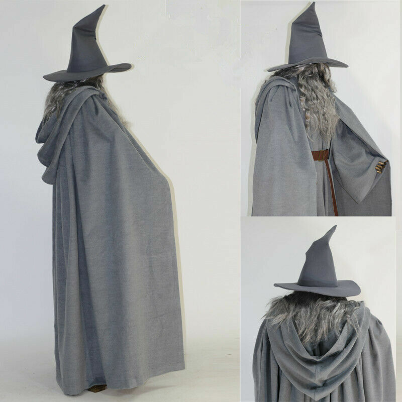 The Lord of the Rings Gandalf Cosplay Costume Cloak Outfit Hobbit Beard ...