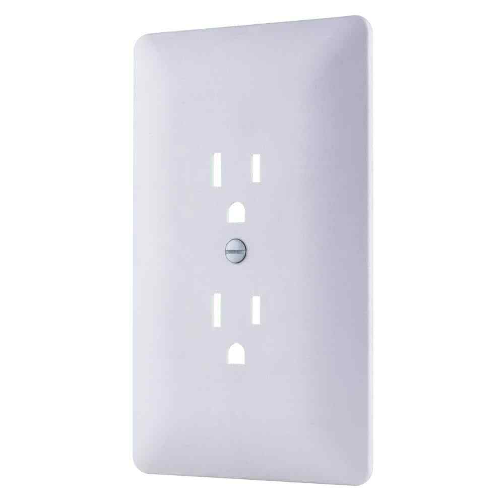 1-Gang Textured Plastic Duplex Outlet Wall Plate Cover-Up, White ...