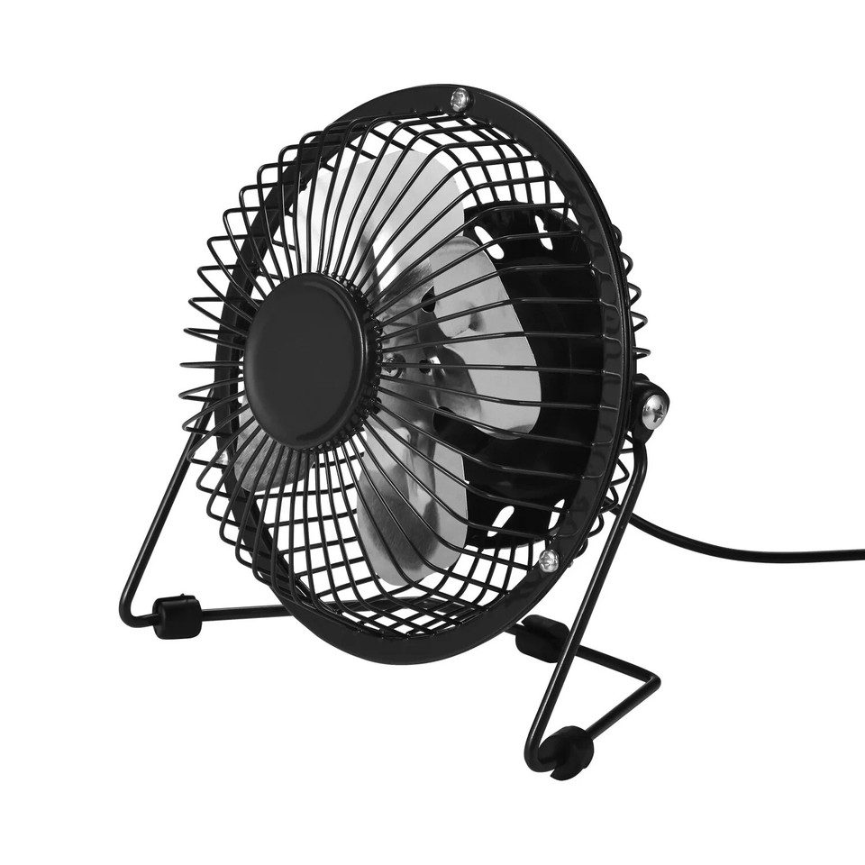 (Case of 6 Fans) Vivitar USB Powered Black Mini Desk Fan All Metal ...