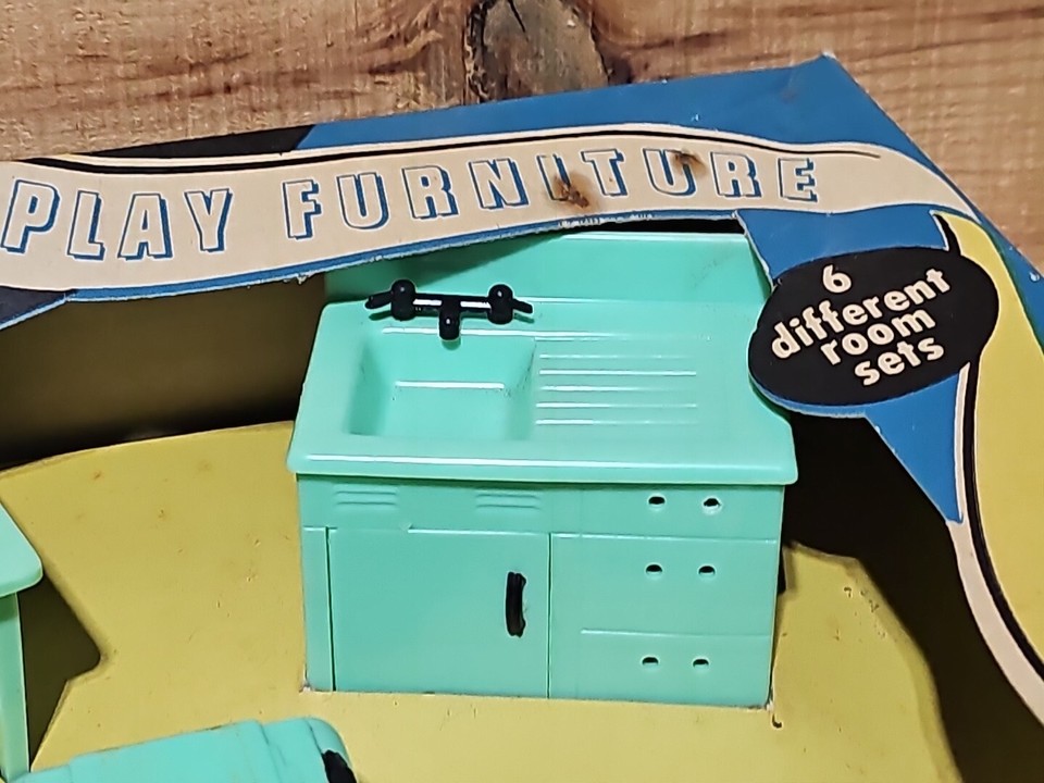 Vintage Renwal Dollhouse Toy Furniture Kitchen Set #720-100 Orig Box ...