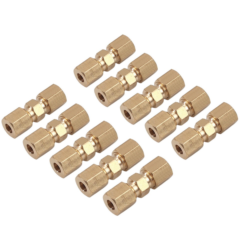 Straight Brass Brake Line Compression Fitting Unions for 3/16 OD Tubing ...
