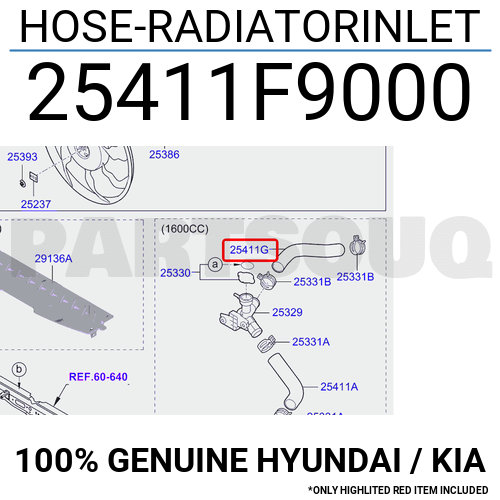 25411F9000 Genuine Hyundai / KIA HOSE-RADIATORINLET | eBay