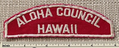 Vintage ALOHA COUNCIL HAWAII Boy Scout Red & White Strip PATCH RWS HI ...