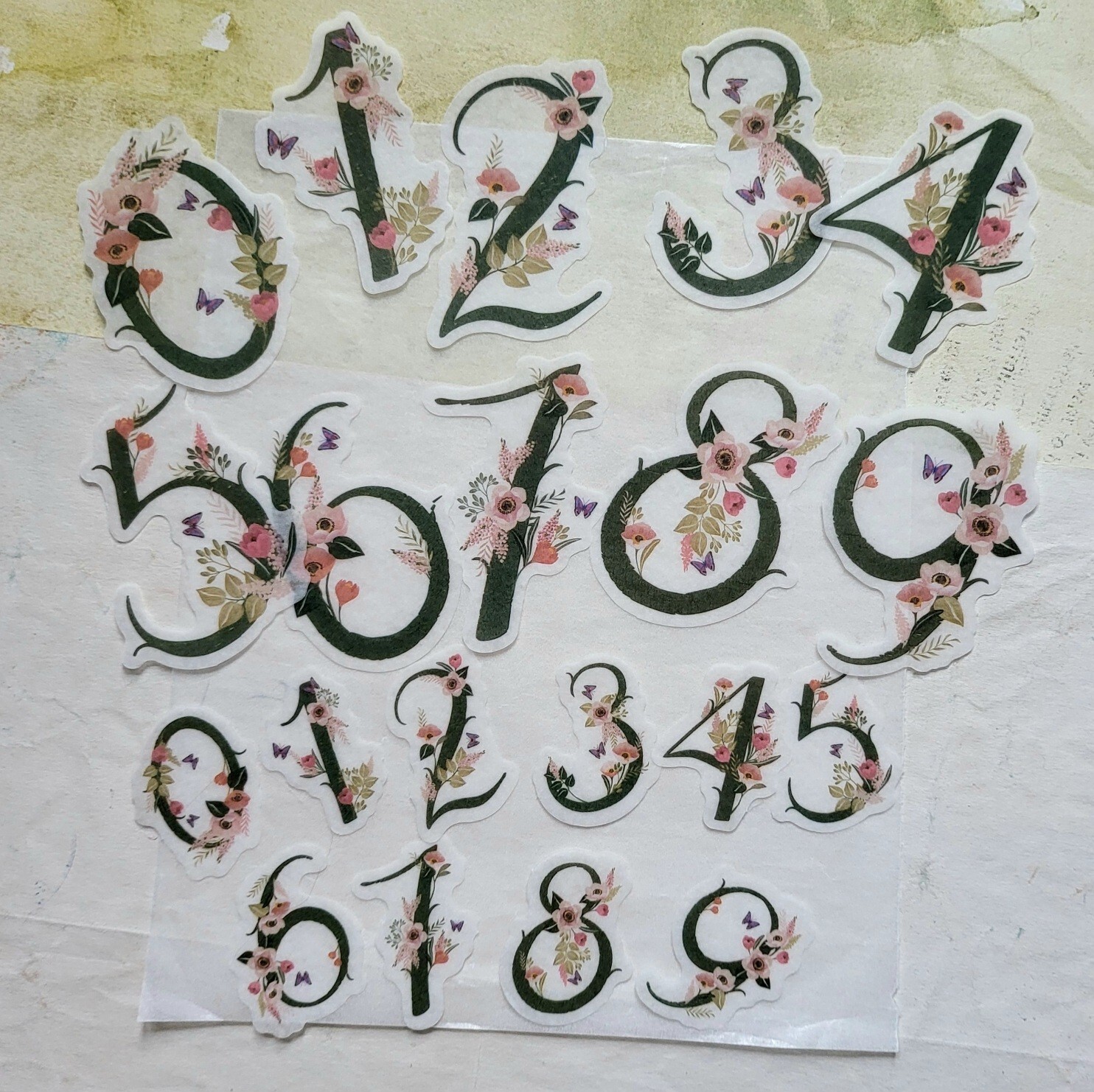 Green Numbers with Flowers stickers 40 Pcs Scrapbooking Junk ...