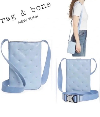 Rag & Bone Phone Pouch Riser Pale Blue Leather Crossbody Case Retail ...