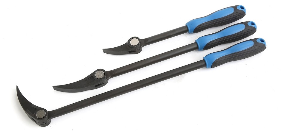 3pc 8" 12" 16" HSS Indexable Pry Bar Set, 11-Position Adjustable Angle ...