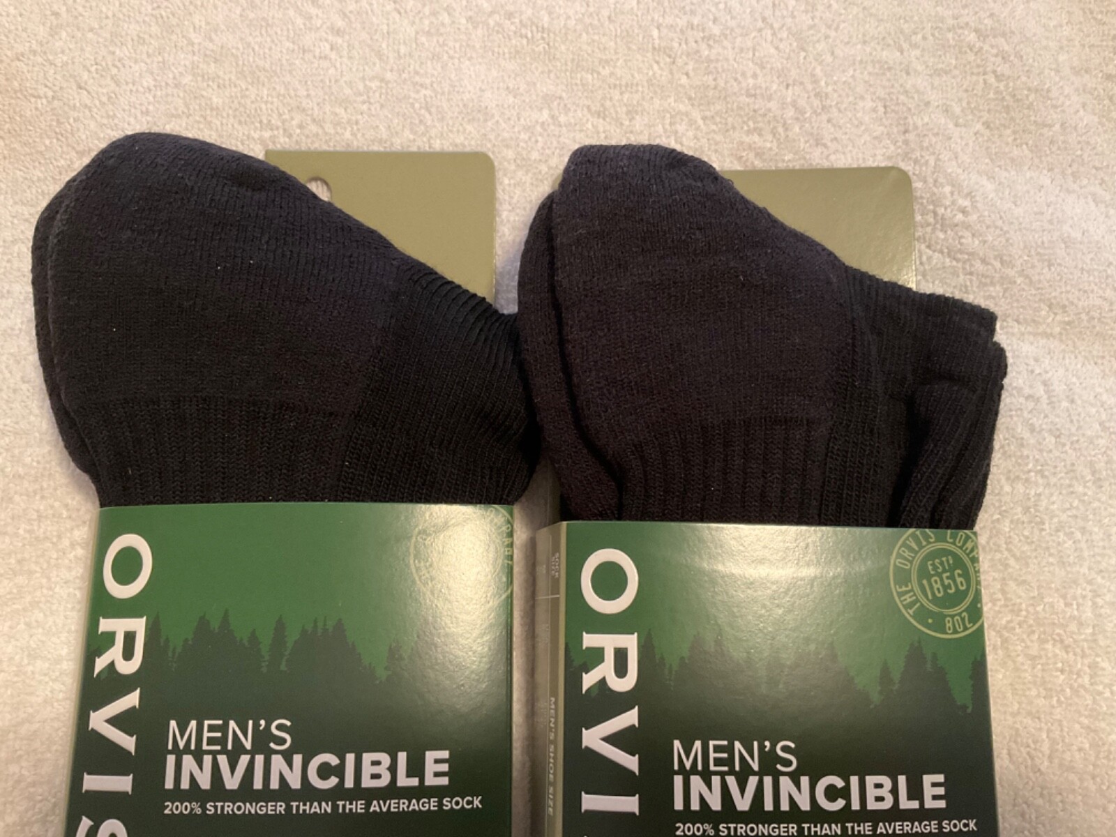 2 Pairs of Men’s ORVIS Invincible Extra 200% Stronger Socks - BLACK ...