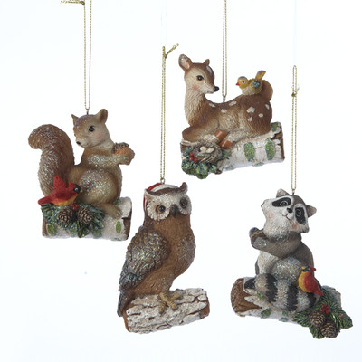 Woodland Animals on Logs Ornaments | eBay