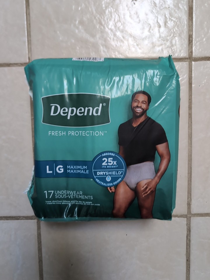 Depend Fresh Protection Incontinence Underwear for Men, Large, Grey, 17 ...