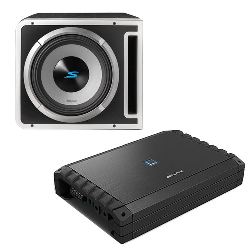 Alpine S2-A55V Amplifier & S2-SB12V 12" Halo Subwoofer Ported Enclosure ...