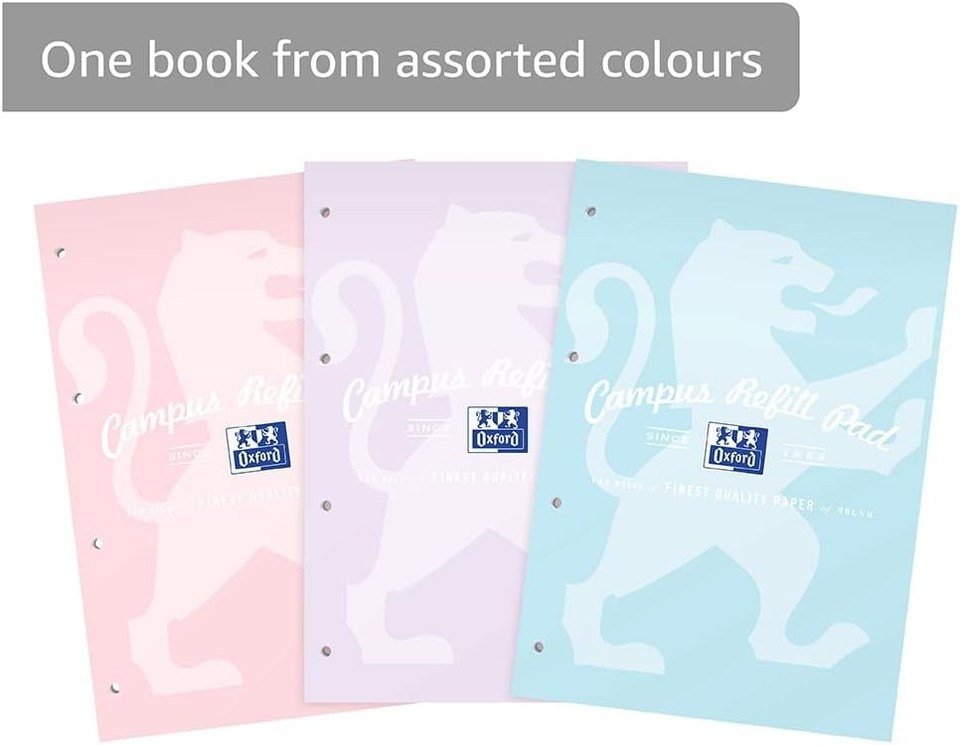 Oxford Campus Lined Paper A4 Refill Pad, Headbound 140 Pages, Pastel ...