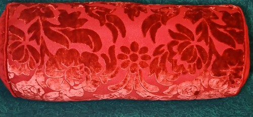 Pier 1 Imports Red Velvet Pillow Bolster Lumbar Accent Floral Embossed ...