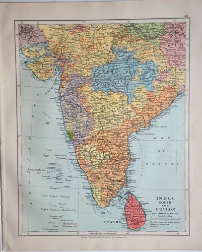 1926 MAP SOUTH INDIA CEYLON HYDERABAD MADRAS GOA BOMBAY BERAR ORISSA | eBay